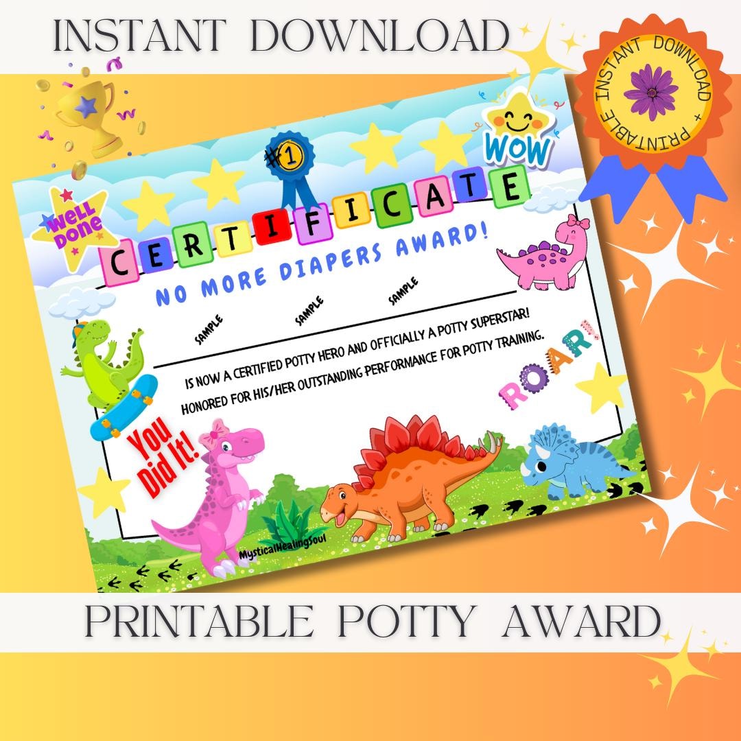 Potty Award |potty Training Certificate | Potty Training Diploma ...