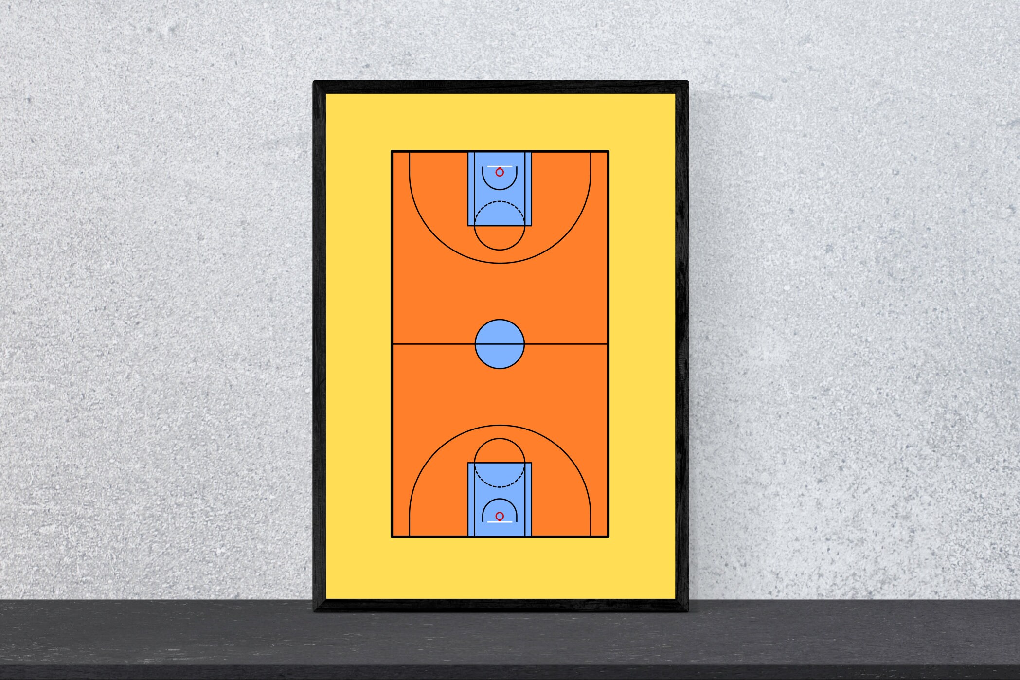 Basketball Basketball Court Poster - Sports Poster, Print, Minimal ...