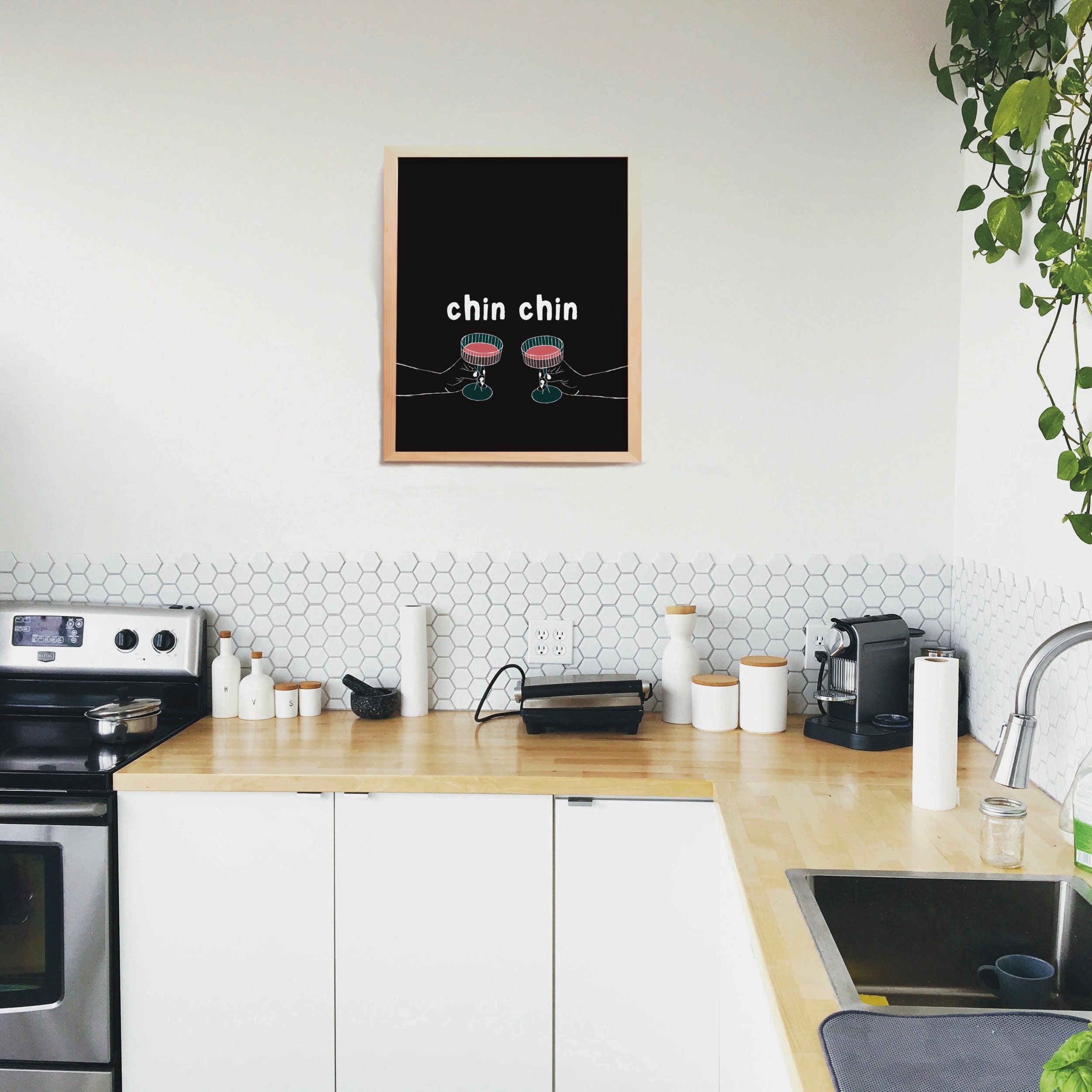 Chin Chin Poster - Black and White, Wall Decoration, Kitchen, Poster ...