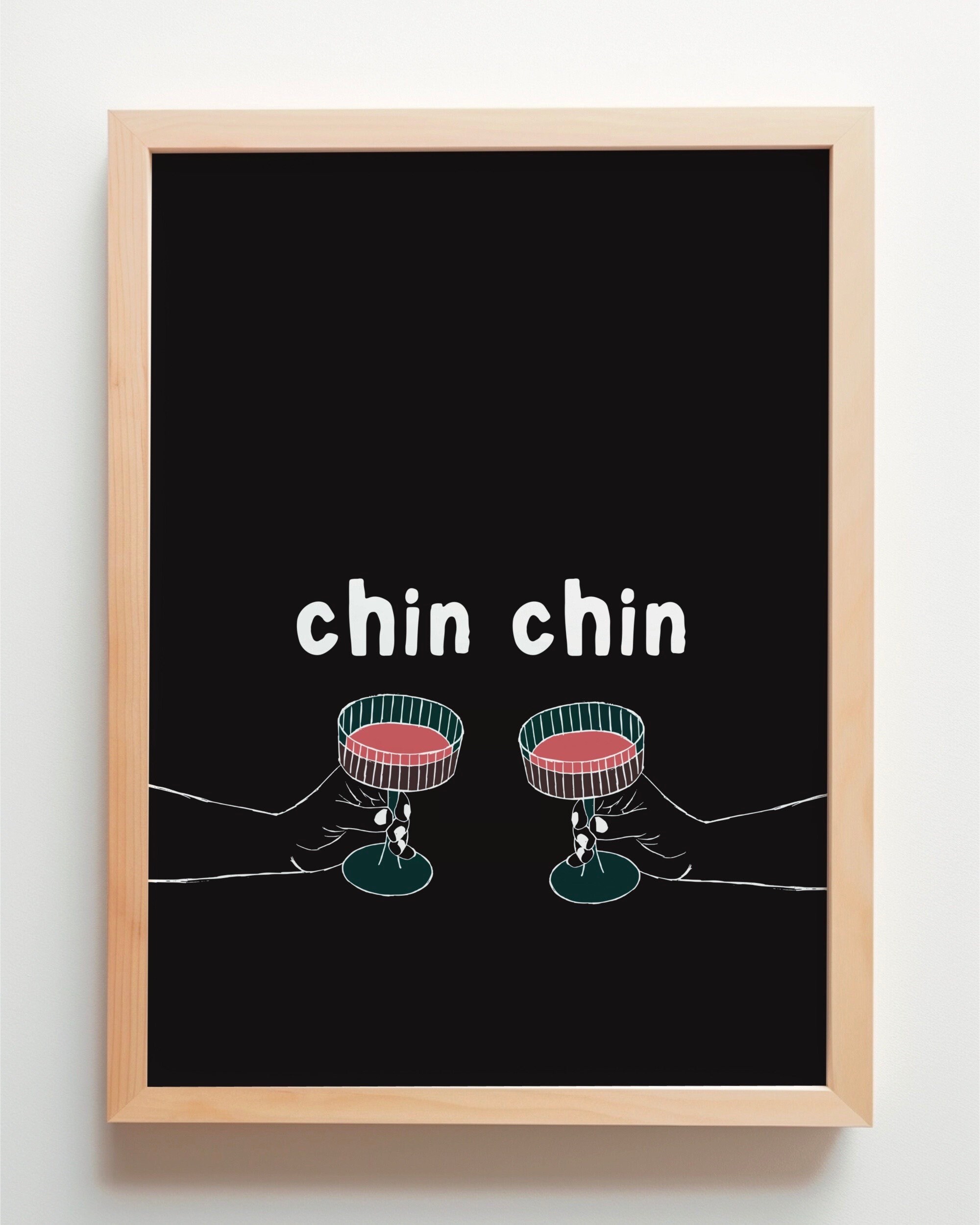 Chin Chin Poster - Black and White, Wall Decoration, Kitchen, Poster ...