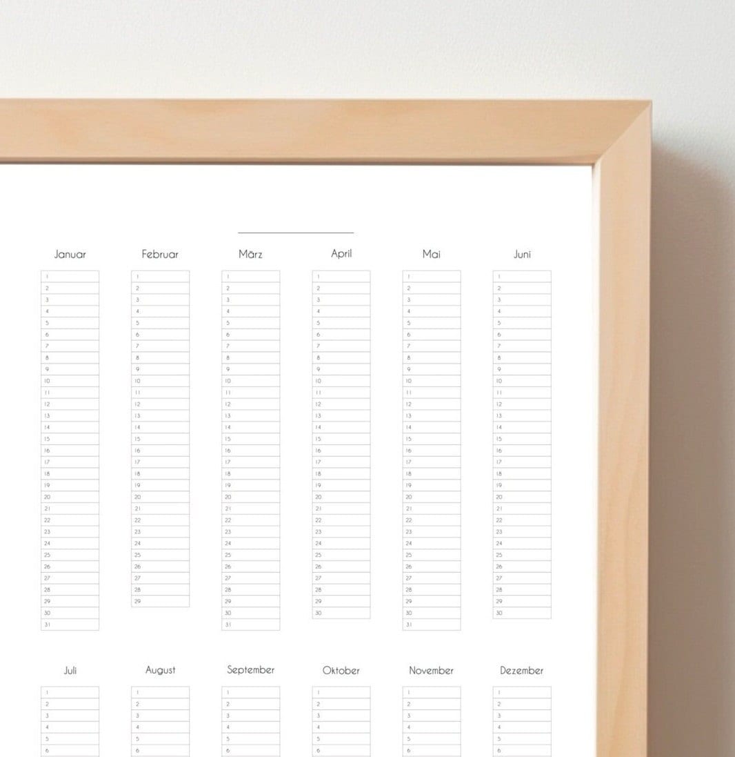 German Minimalist Undated Family Calendar, Weekly Calendar, Family ...