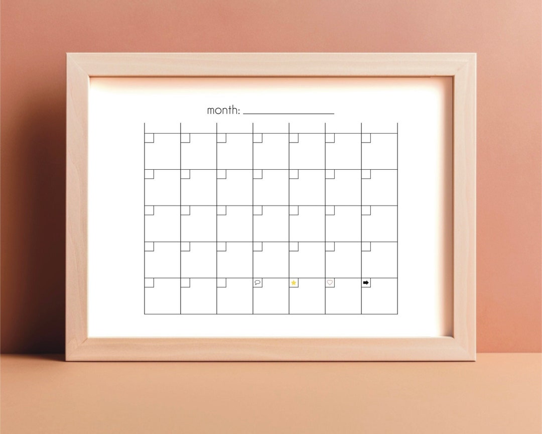 Minimalist Undated Monthly Calendar, Wall Calendar, Undated, A1, A3 ...