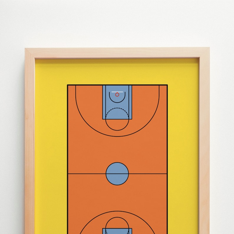 Basketball Basketball Court Poster - Sports Poster, Print, Minimal ...