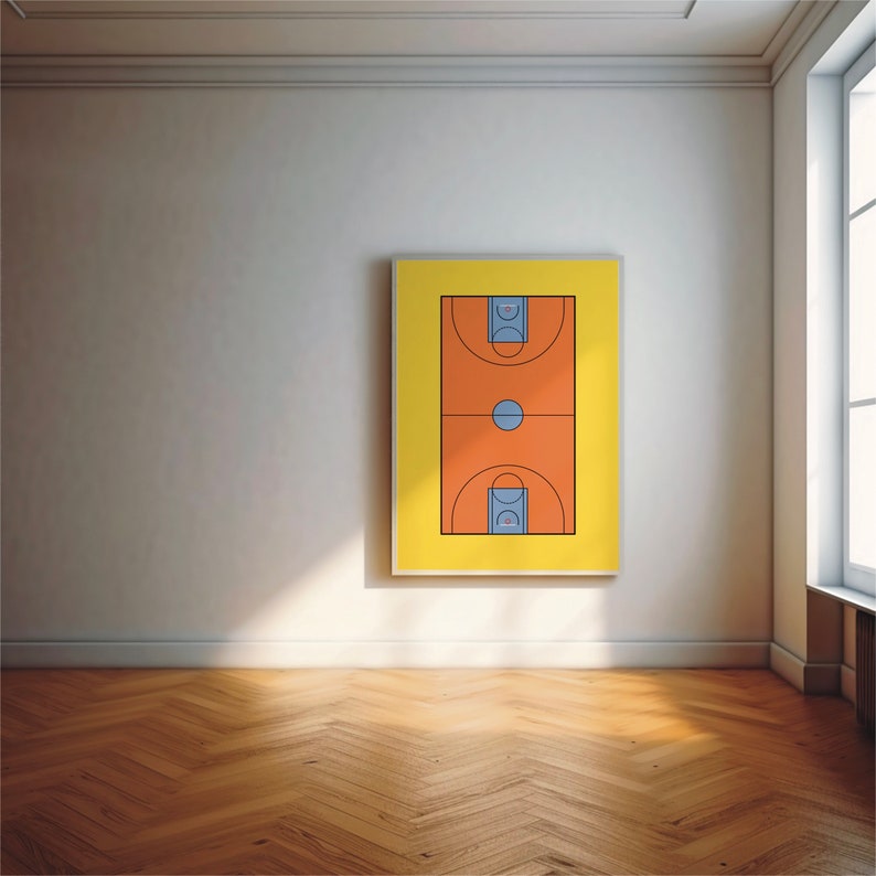 Basketball Basketball Court Poster - Sports Poster, Print, Minimal ...