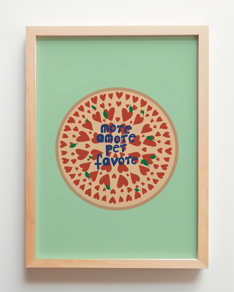 More Amore per Favore Pizza Poster - Print, Wall Decoration, Art, Quote ...