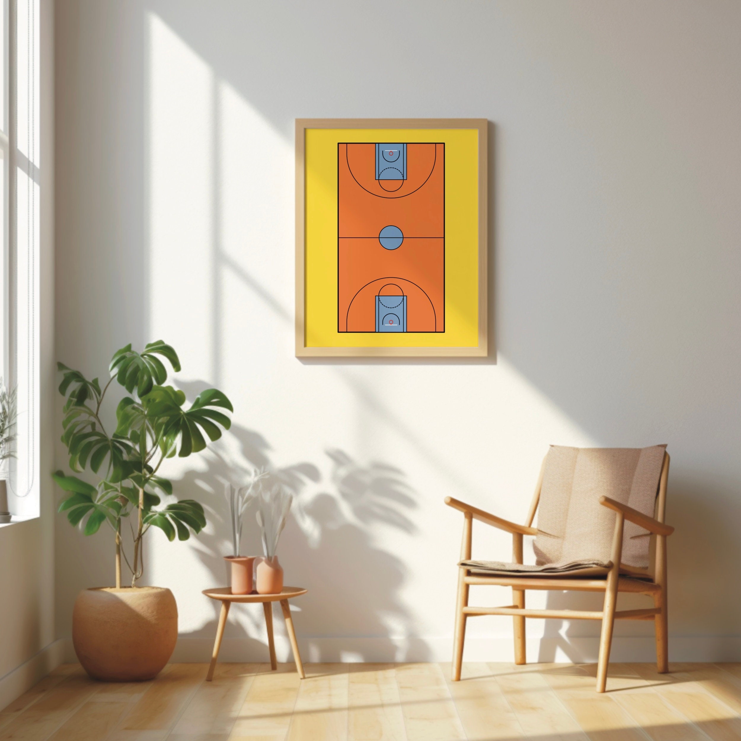 Basketball Basketball Court Poster - Sports Poster, Print, Minimal ...