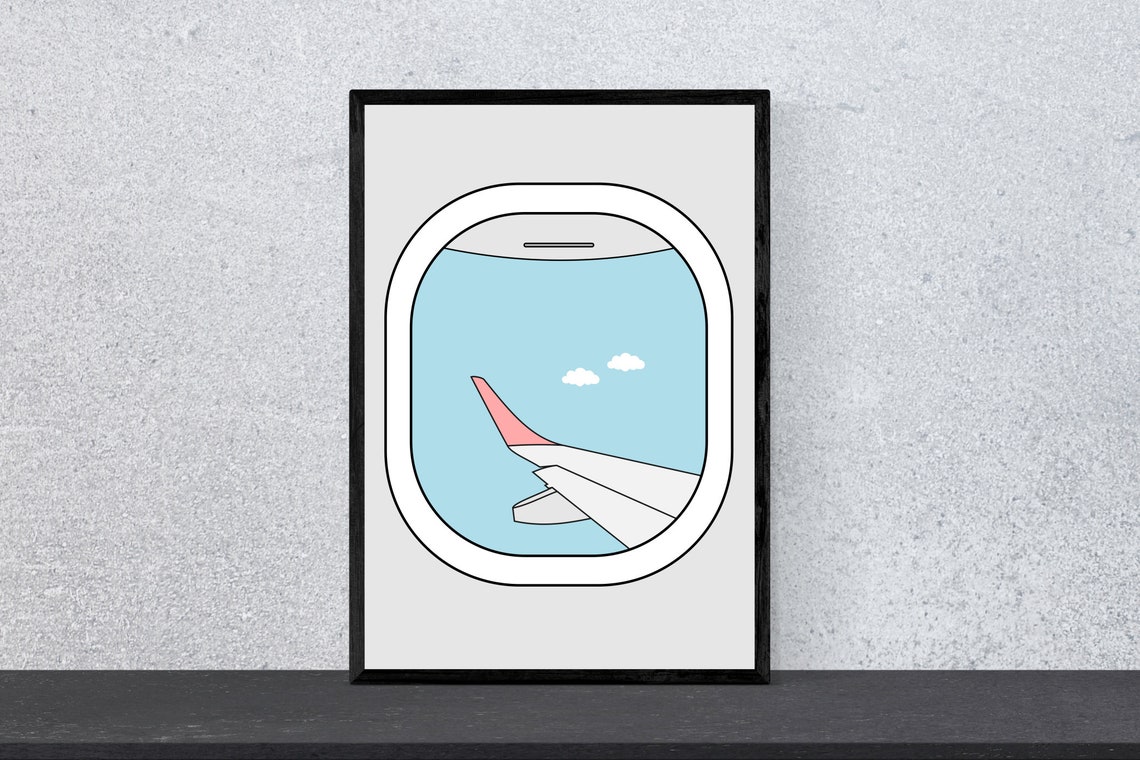 Airplane Window Travel Poster Art, Print, Minimal, Modern, Wall Art ...