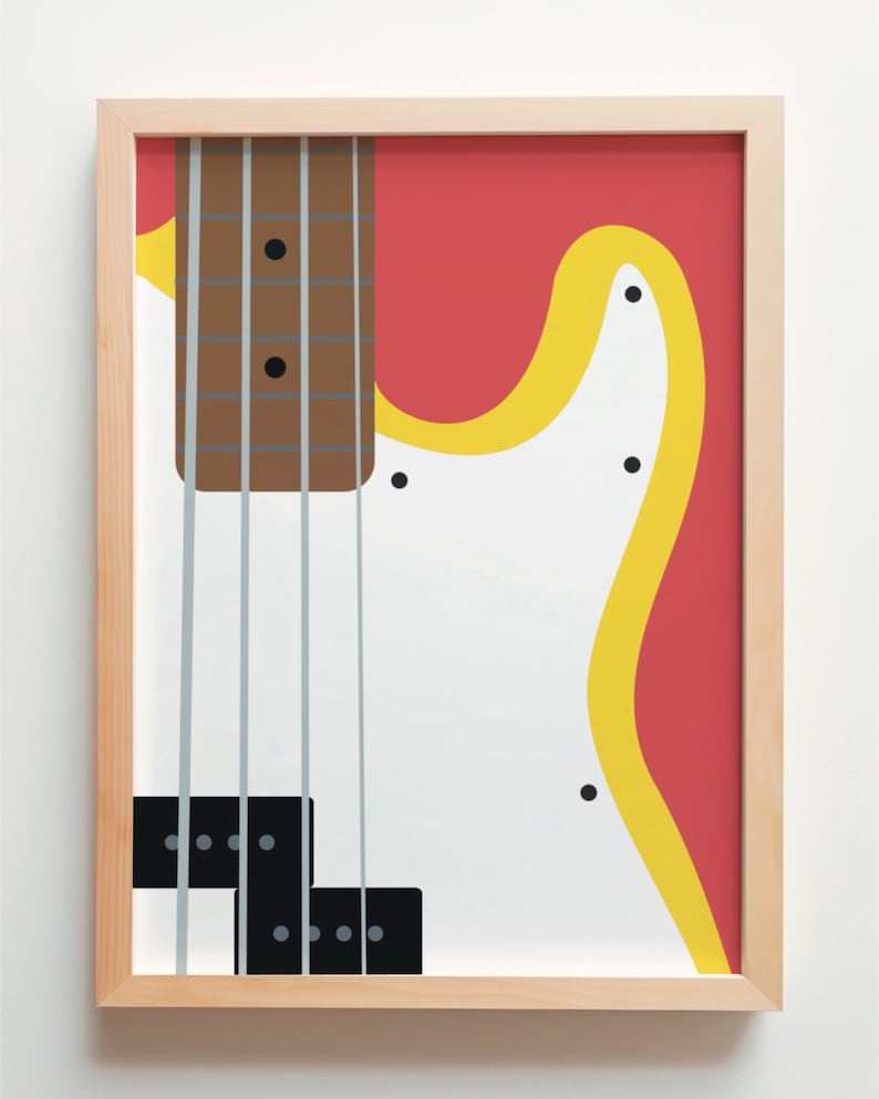 Electric Bass / Bass Guitar Poster - Picture, Illustration, Art, Print ...
