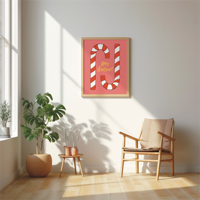 Christmas Poster Candy Canes Merry Christmas Poster A4 A3 - Etsy