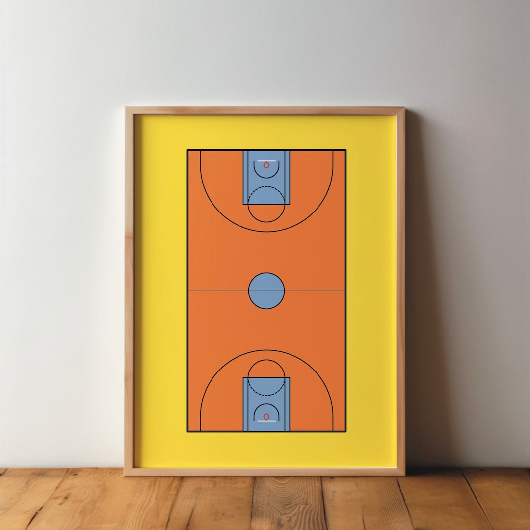Basketball Basketball Court Poster - Sports Poster, Print, Minimal ...
