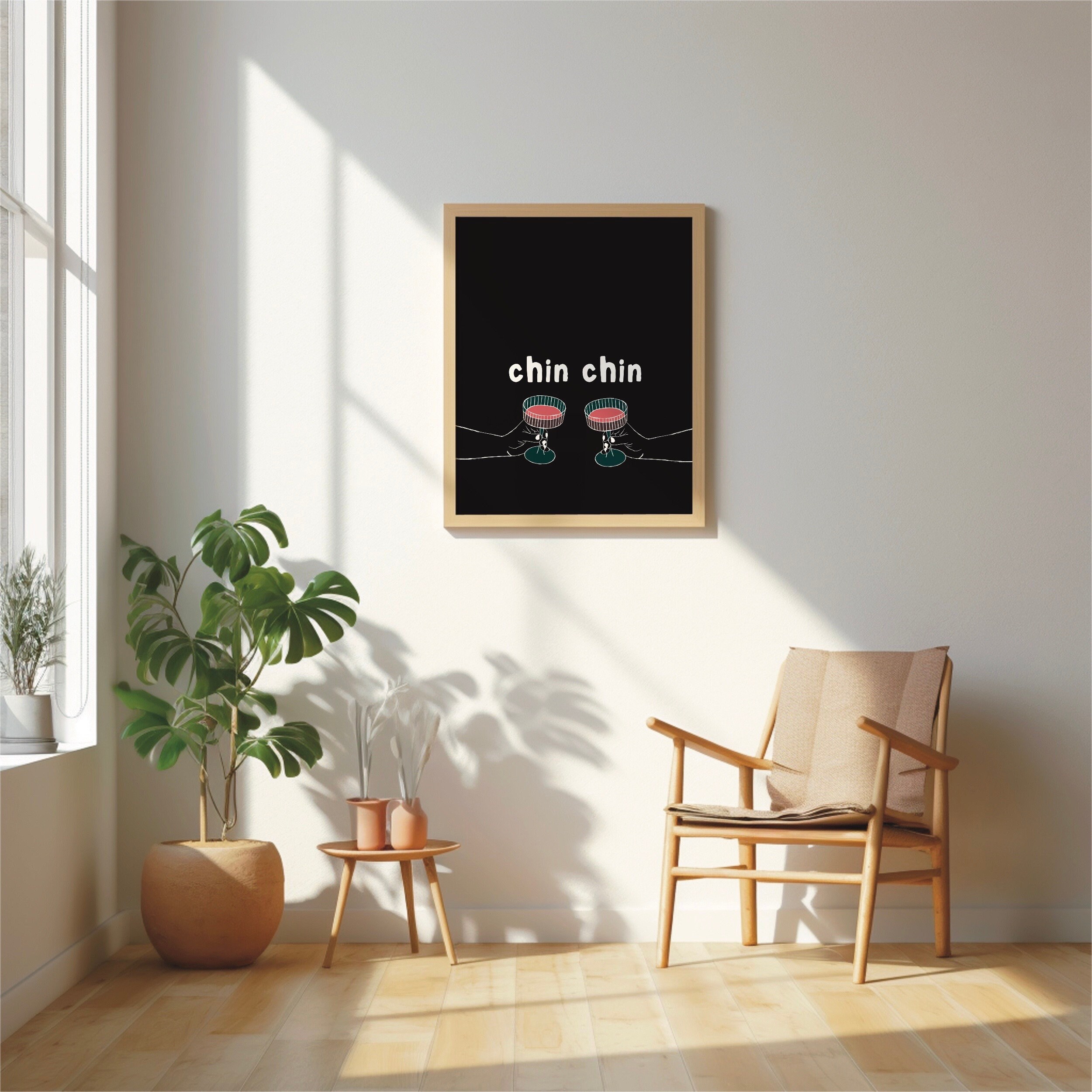 Chin Chin Poster - Black and White, Wall Decoration, Kitchen, Poster ...