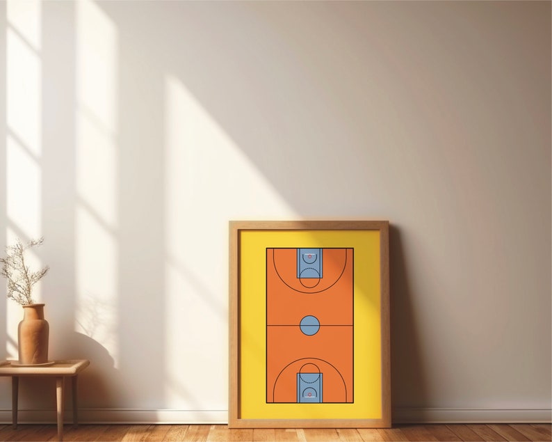 Basketball Basketball Court Poster - Sports Poster, Print, Minimal ...
