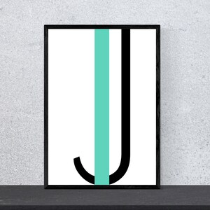 J Letter Poster DIN A4 Art Print Minimal Modern Wall - Etsy