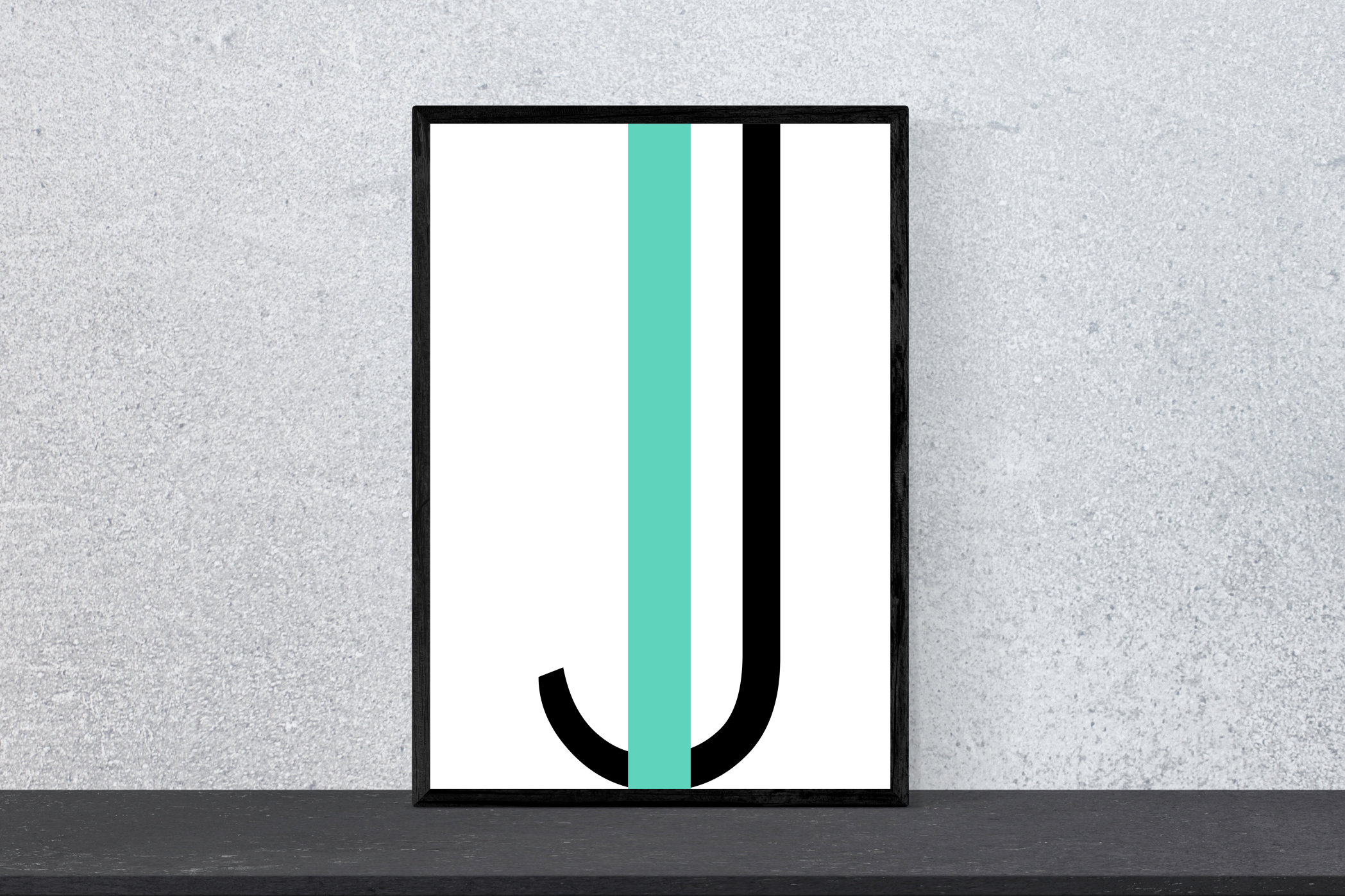 J Letter Poster DIN A4 Art Print Minimal Modern Wall - Etsy