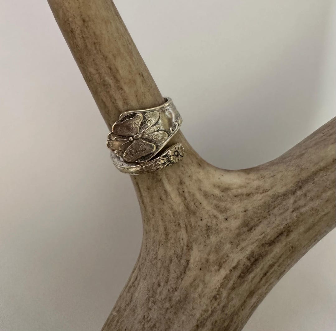 1900 Butterfly Flower Wrap Around Spoon Ring Antique Silverplate - Etsy