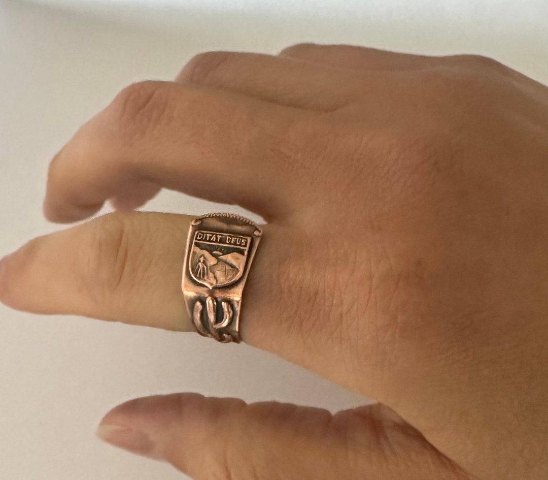 Copper Saguaro Arizona State Souvenir Spoon Ring - Etsy