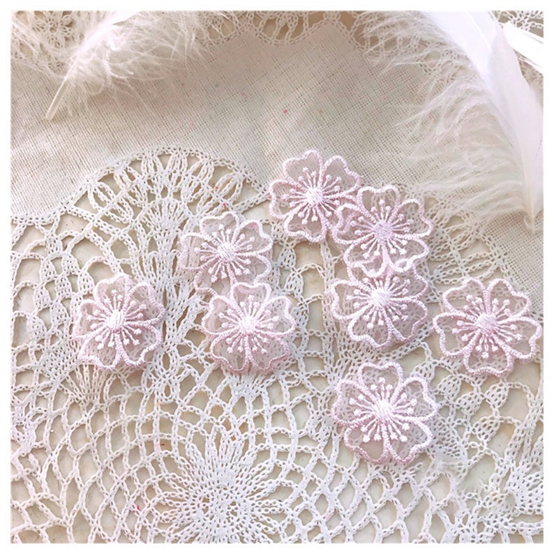 Flower Appliques 20pcs Pink Black Ivory Beige Gray Organza - Etsy