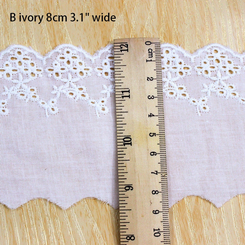 Lace Trim 10 Yard Ivory Cotton Cloth Embroidery Ribbon Tapes Dress Top ...