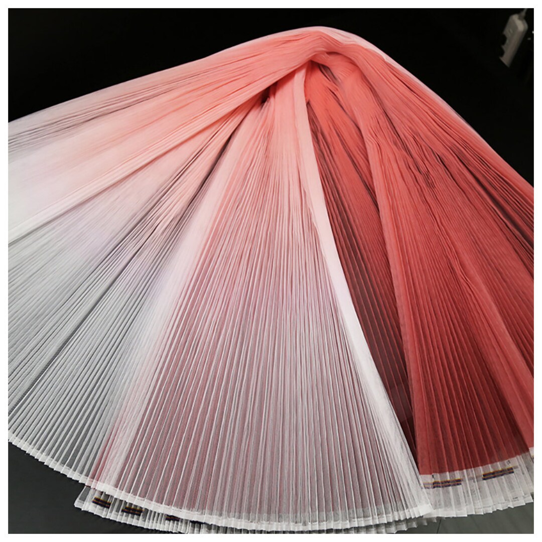 Gradient Red Pink Pleated Organza Fabric Plisse Fabric Accordion ...