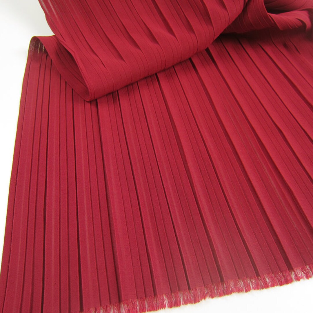 Pleated Pearl Chiffon Fabric Wine Red Ruffled Cloth Dress Clothing ...