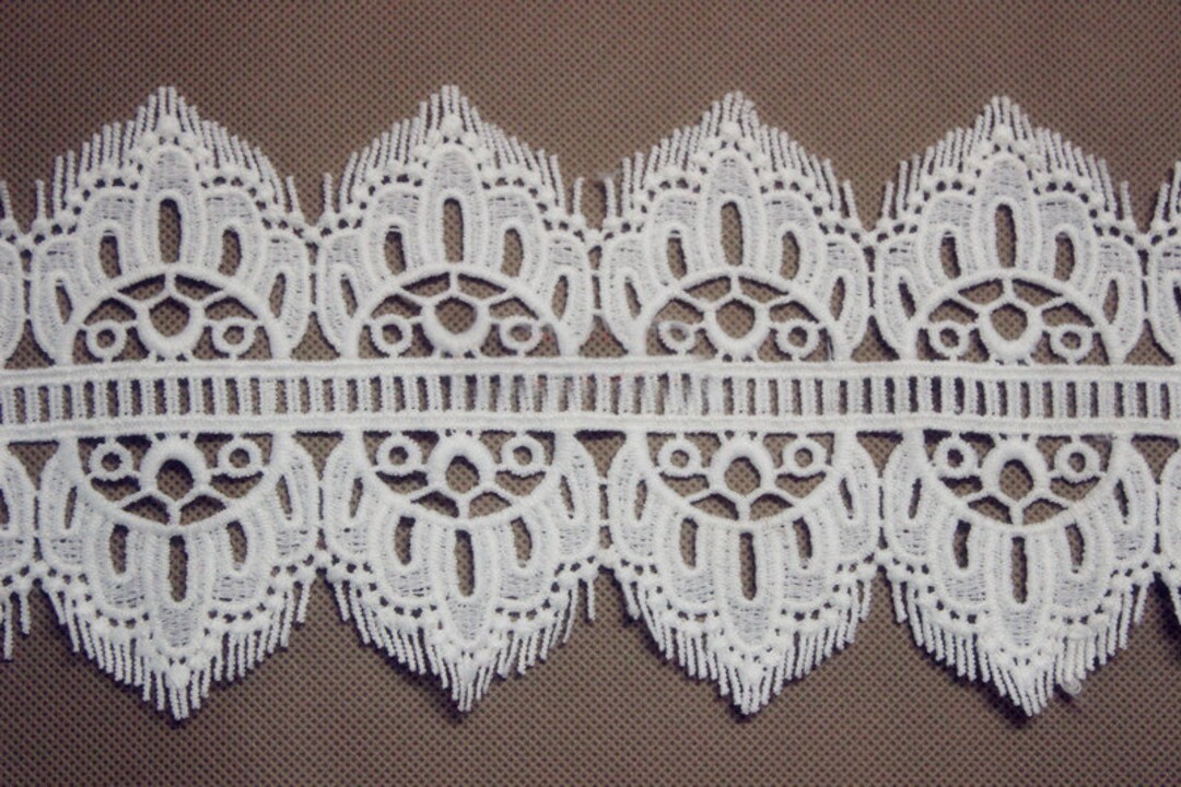5 Yard 11cm 4.33 Wide Ivory Embroidery Tapes Lace Trim Ribbon QL4K943 ...