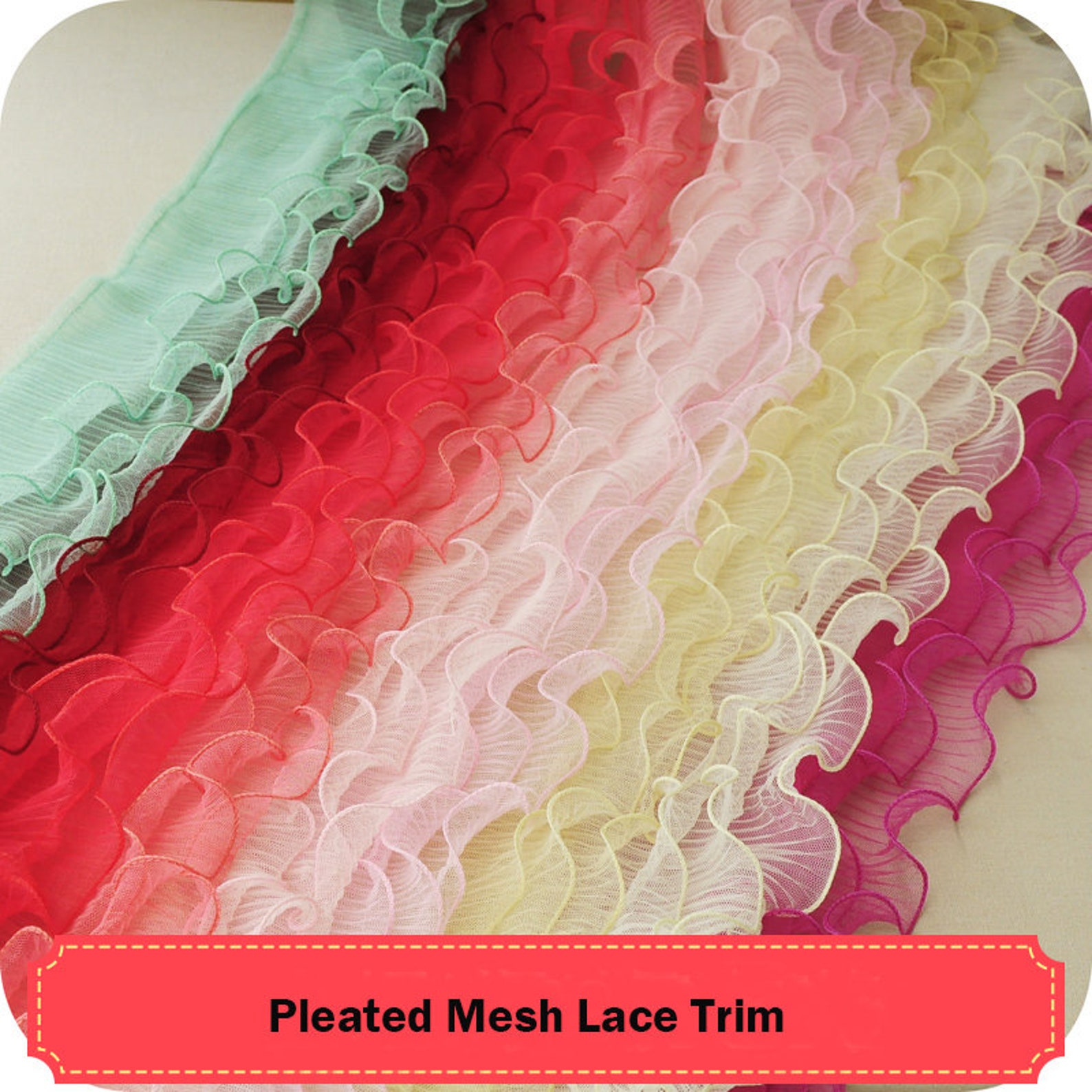 Pleated Mesh Lace Trim 5 meter Three Layers Ruffled Lotus Leaf | Etsy