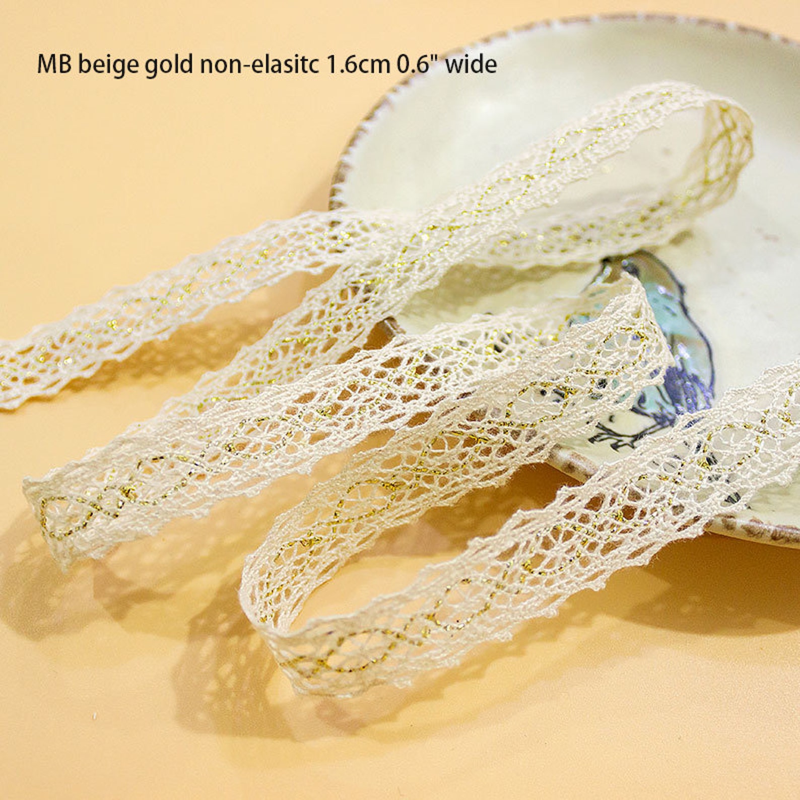 Cotton Ruffled Lace Trim 20 Yard Ivory Beige Gold Elasitc | Etsy