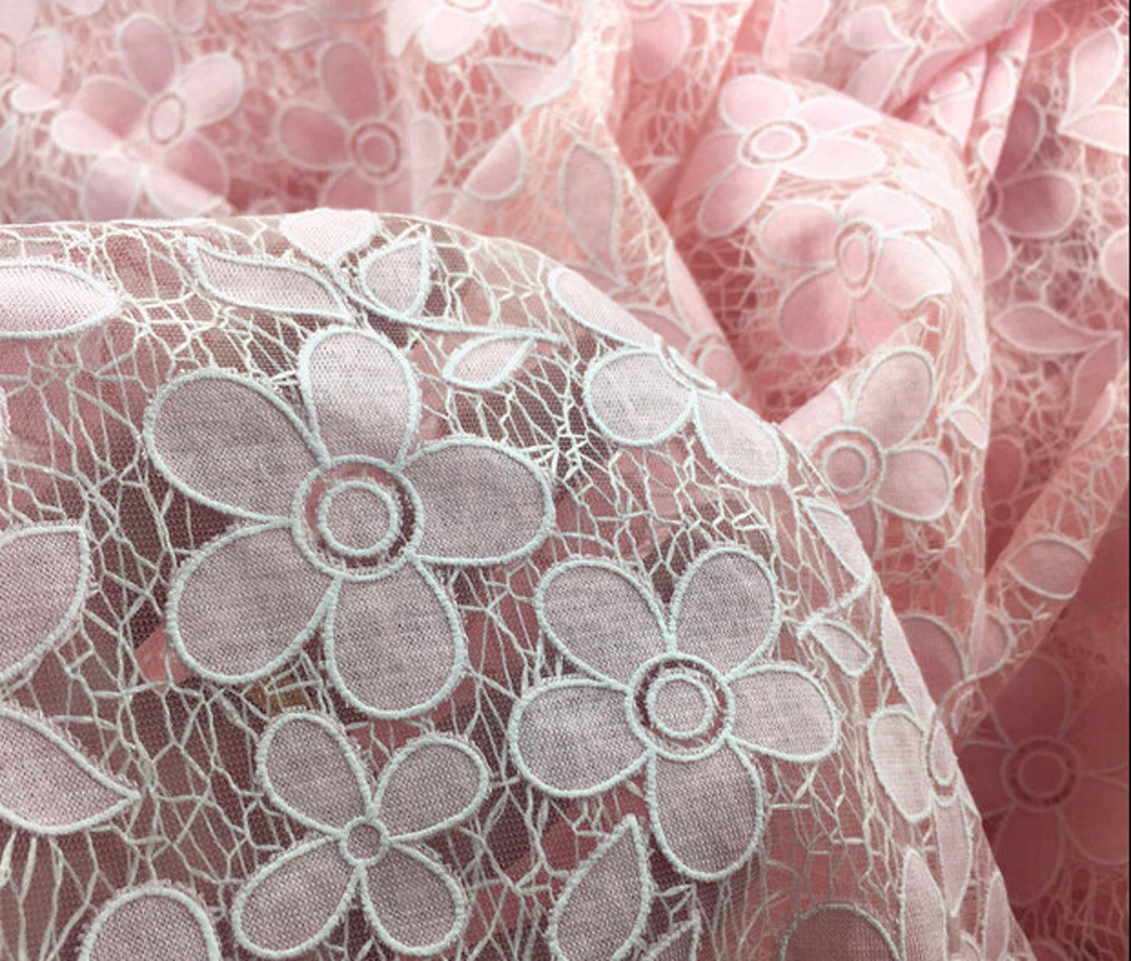1 Meter 160cm 63" Wide Light Pink Embroidery Hollow Fabric for Cape ...