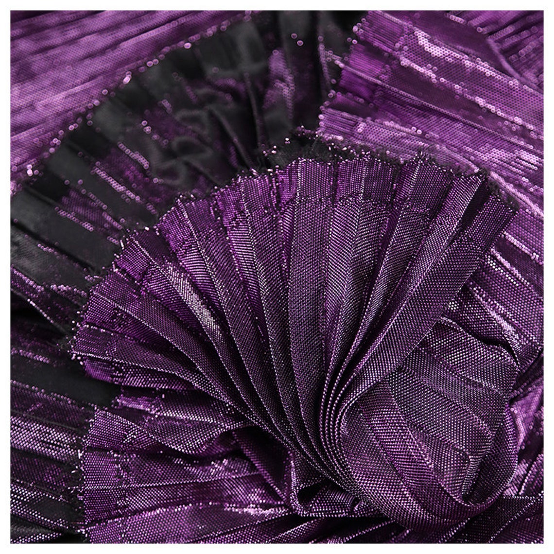 1 Meter Shiny Pleated Tulle Fabric Silver Gray Plisse Fabric Pleat Mesh ...