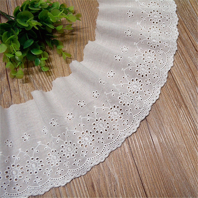 10 Yards 12cm 4.72 Wide Beige Cotton Fabric Embroidered | Etsy