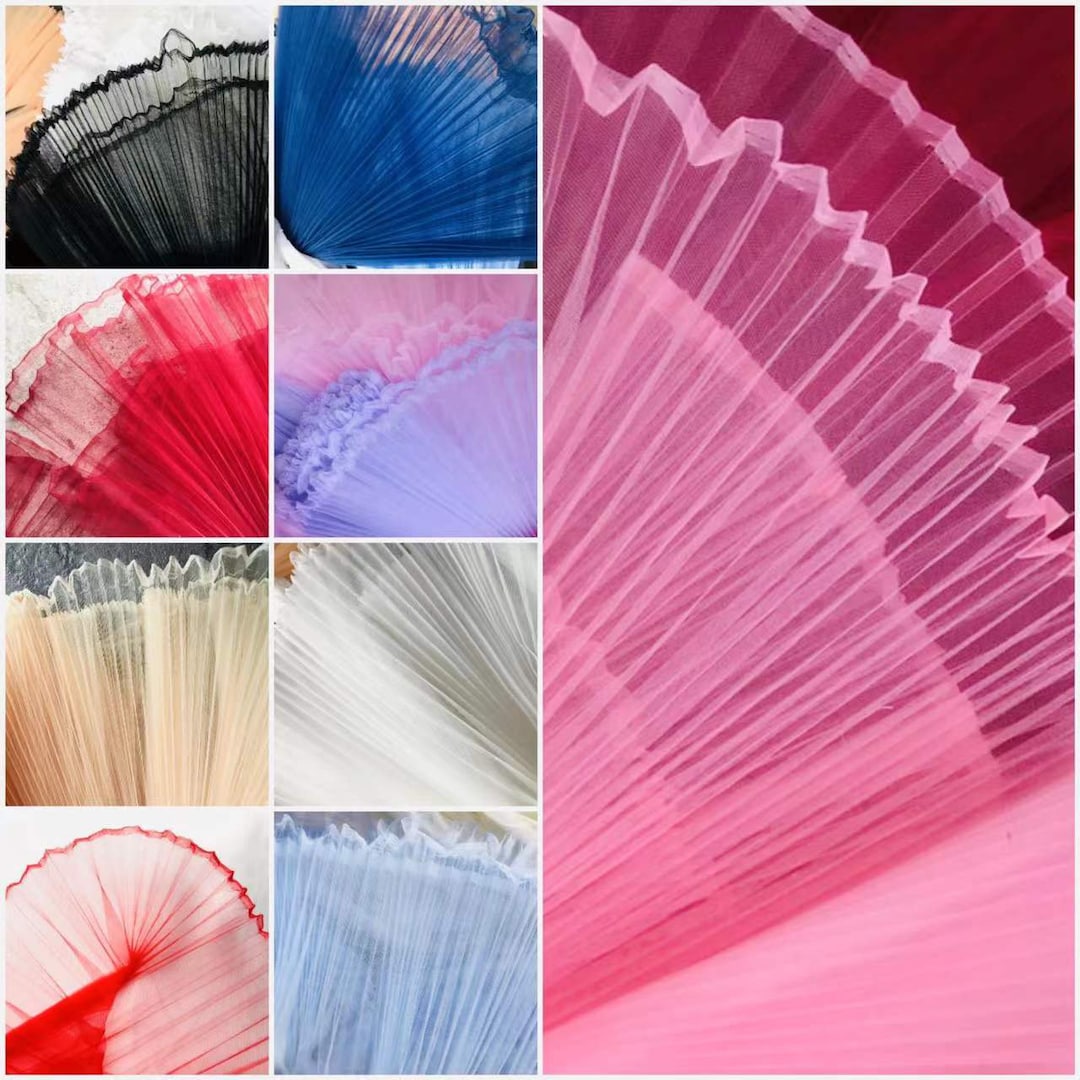2 Meters Pleated Mesh Tulle Fabric Hard Net Stiff Styling Wedding Dress ...