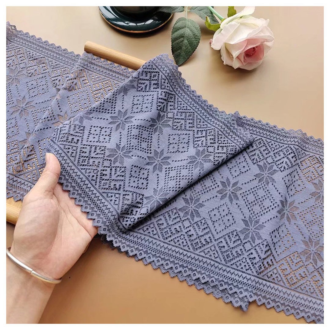 Gray Blue Elastic Lace Trims 5 Meters Stretch Lace Fabric Ribbon Bra ...