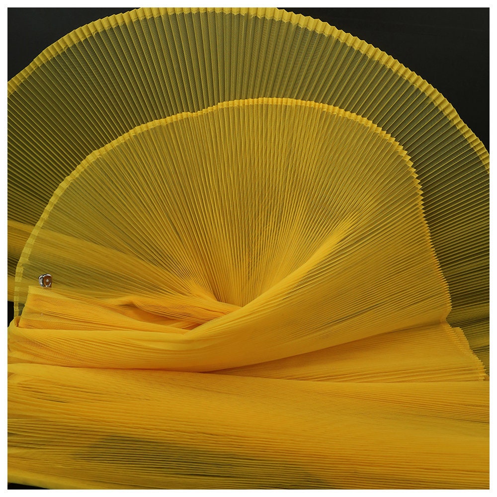 Apricot Yellow Organ Pleated Hard Mesh Fabric Plisse Fabric Accordion ...