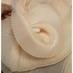 Beige Pleated Organza Fabric Plisse Fabric Accordion Crimping Wrinkle ...