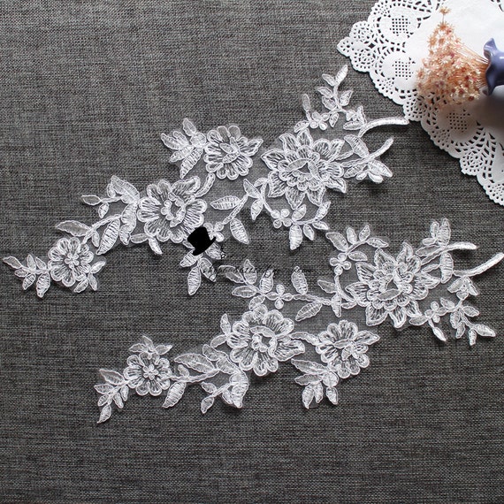 20pcs 35x15cm Wide Ivory Bridal Wedding Embroidery Lace | Etsy