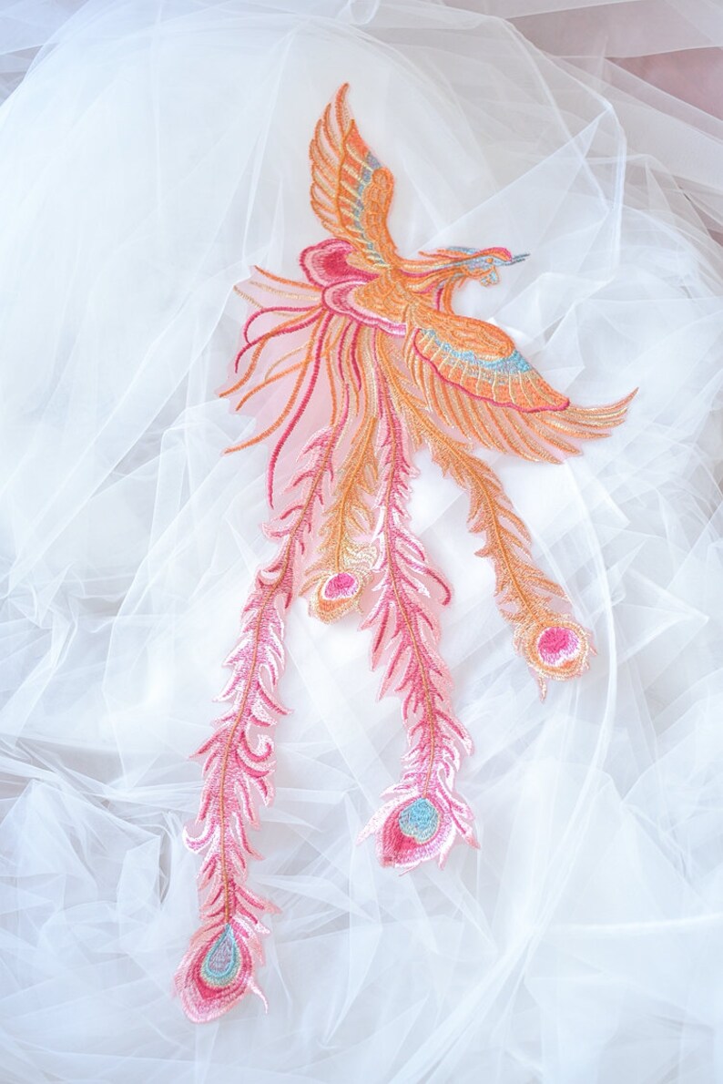 Appliques 1 pcs Red Phoenix Embroidery Lace Patches Wedding | Etsy