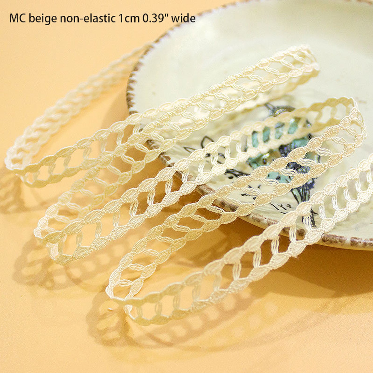 Cotton Ruffled Lace Trim 20 Yard Ivory Beige Gold Elasitc | Etsy