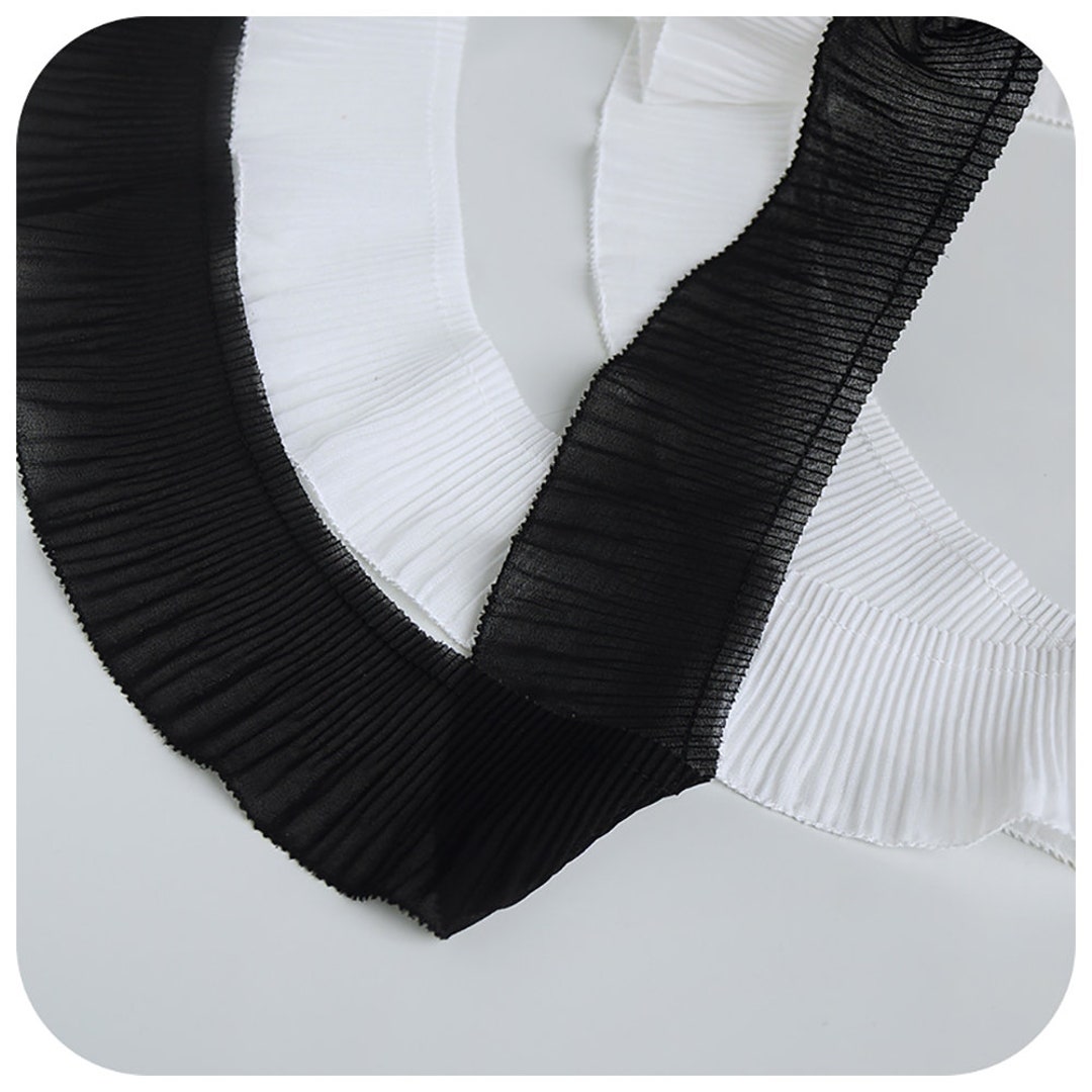 White Pleat Lace Trim 10 Meters Ruffled Crumple Chiffon Pleated Fabric ...
