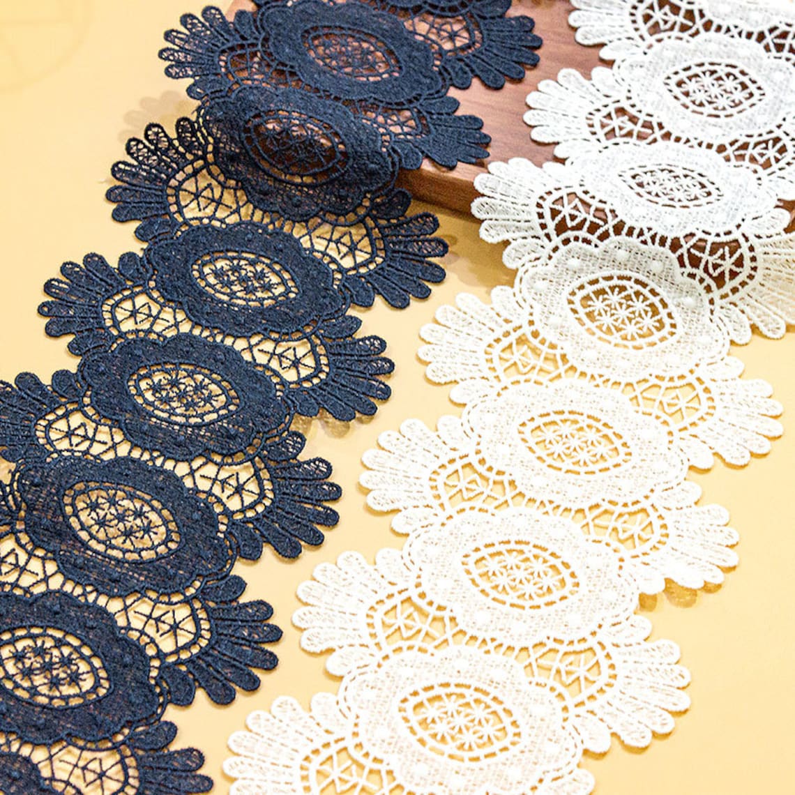 Lace Trim 5 Yard Ivory Water Soluble Milk Silk Ribbon Tapes Dress ...