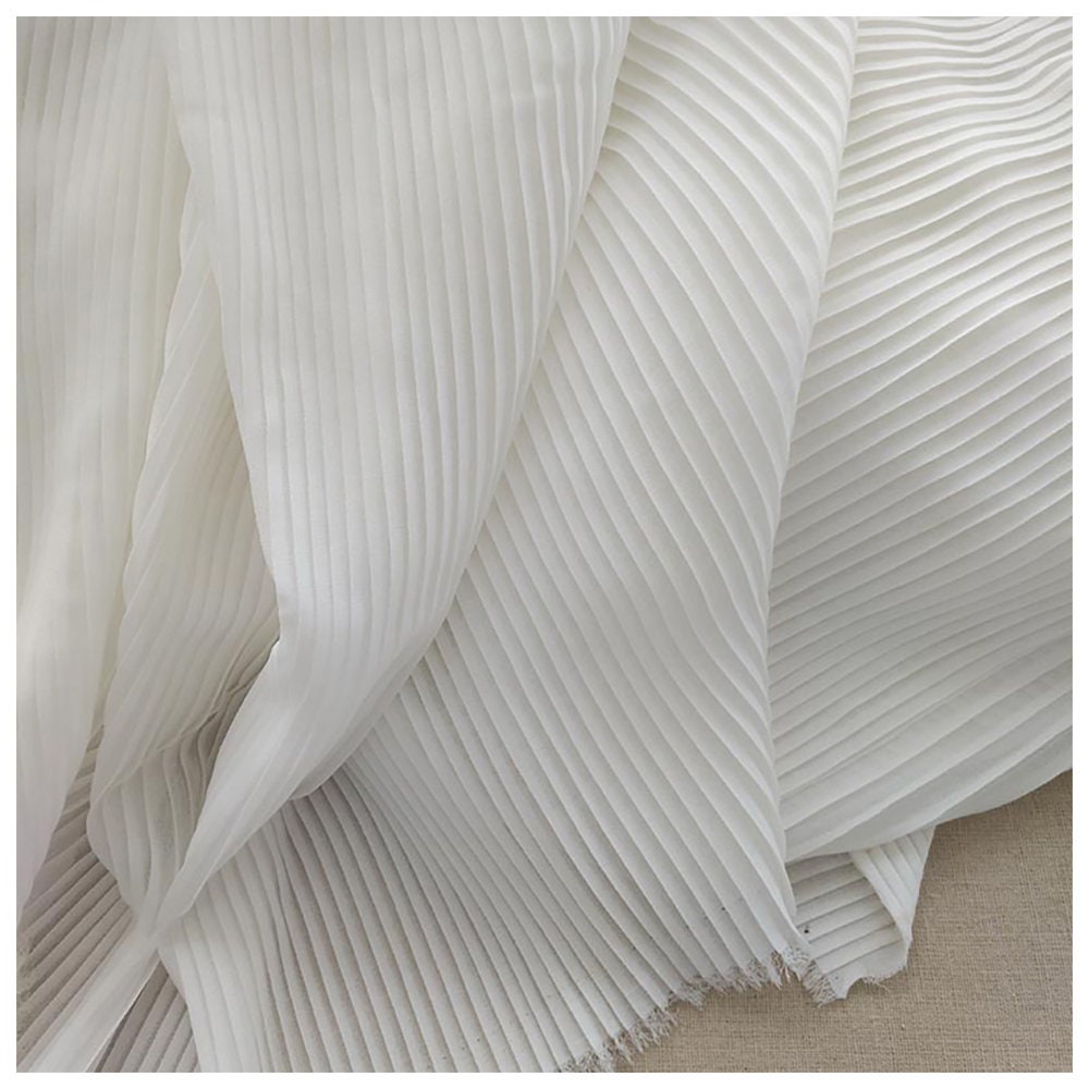 Ruffled Fine Pleated Pearl Chiffon Fabric 2 Meters off White | Etsy