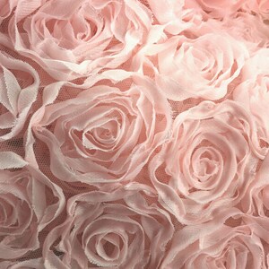 1 Meter 130cm 51.18" Width Light Pink 3D Chiffon Flowers Mesh Fabric ...