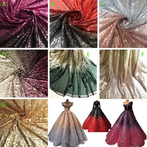 1 Meter Red Black Sequins Mesh Fabric Gradual Change Cloth Wedding ...