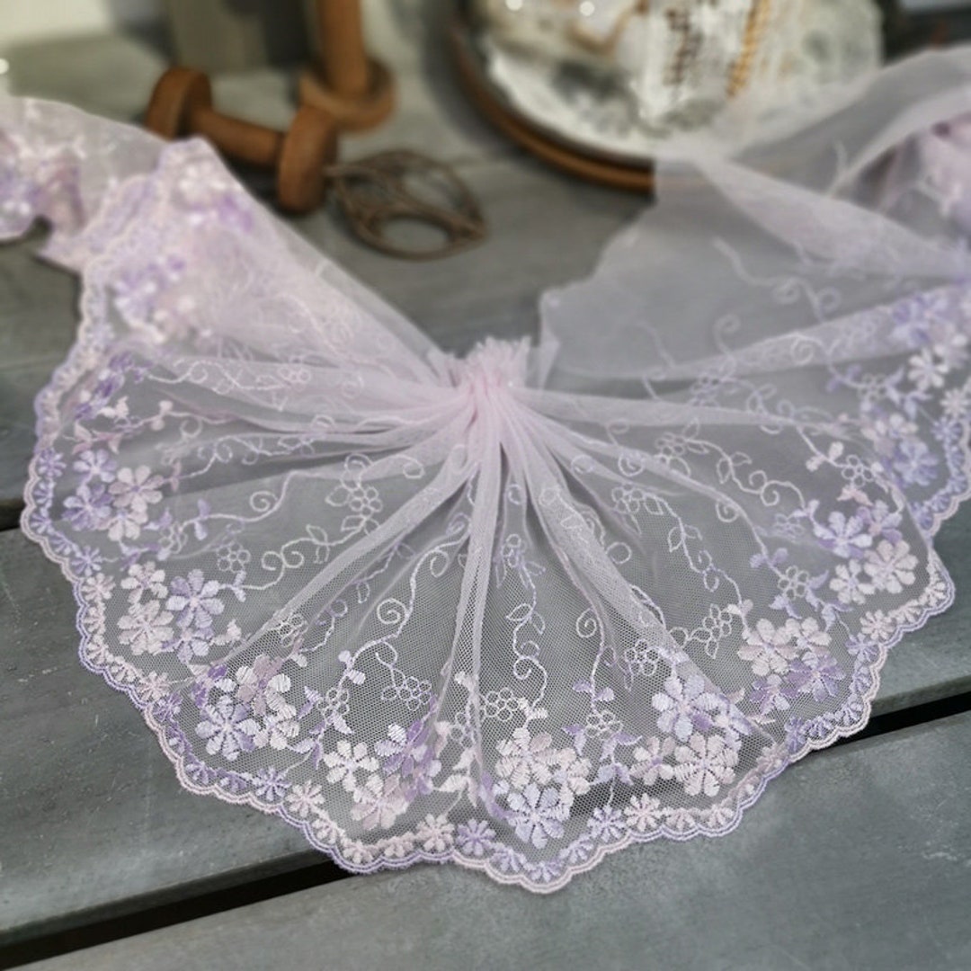 Tulle Lace Trim 5 Meter Light Purple Gauze Mesh Embroidery - Etsy