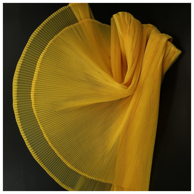Apricot Yellow Organ Pleated Hard Mesh Fabric Plisse Fabric Accordion ...