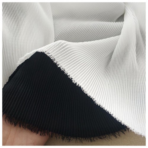 Ruffled Fine Pleated Pearl Chiffon Fabric 2 Meters White Black - Etsy