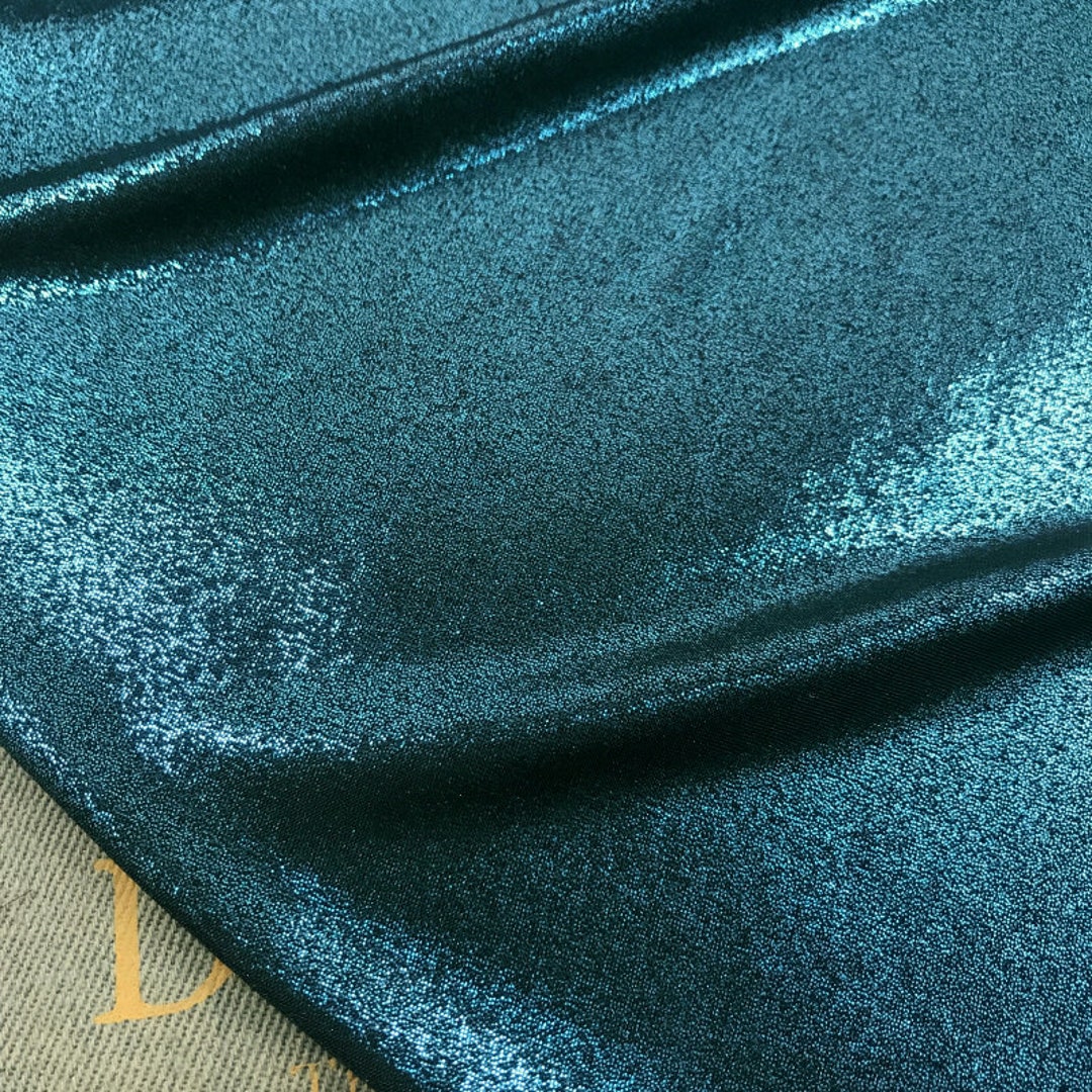 Green Elastic Fabric 1 Meter Shiny Stretch Fabric Glittery Metallic ...