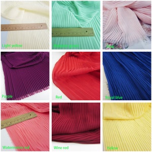 Red Pleated Pearl Chiffon Fabric Ruffled Cloth Dress Clothing Craft ...