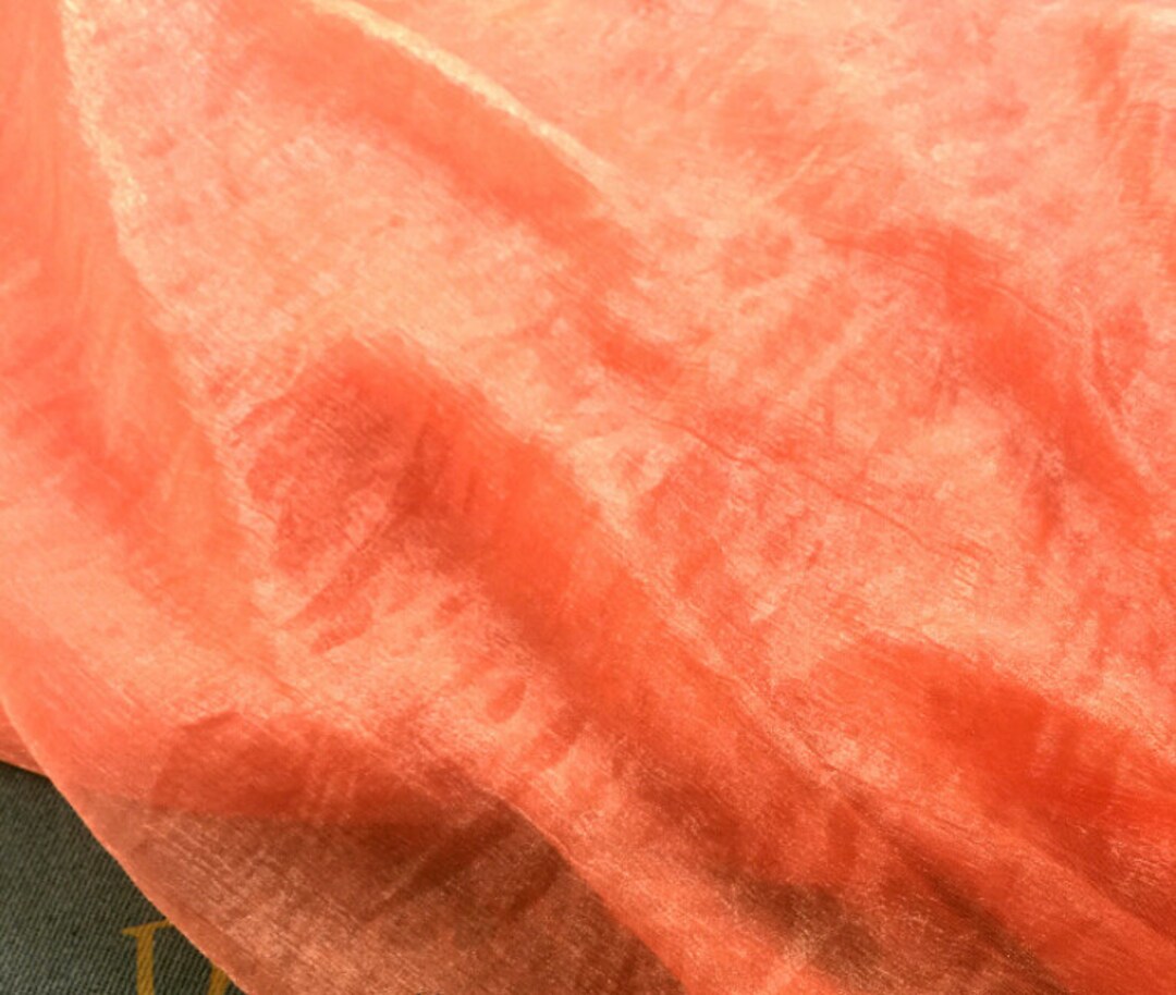 3 Meter 150cm 59" Width Orange Yellow Crinkle Shot-silk Chiffon Crepe ...