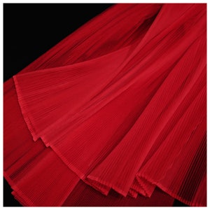 Red Organ Pleated Hard Mesh Fabric Plisse Fabric Accordion Crimping ...