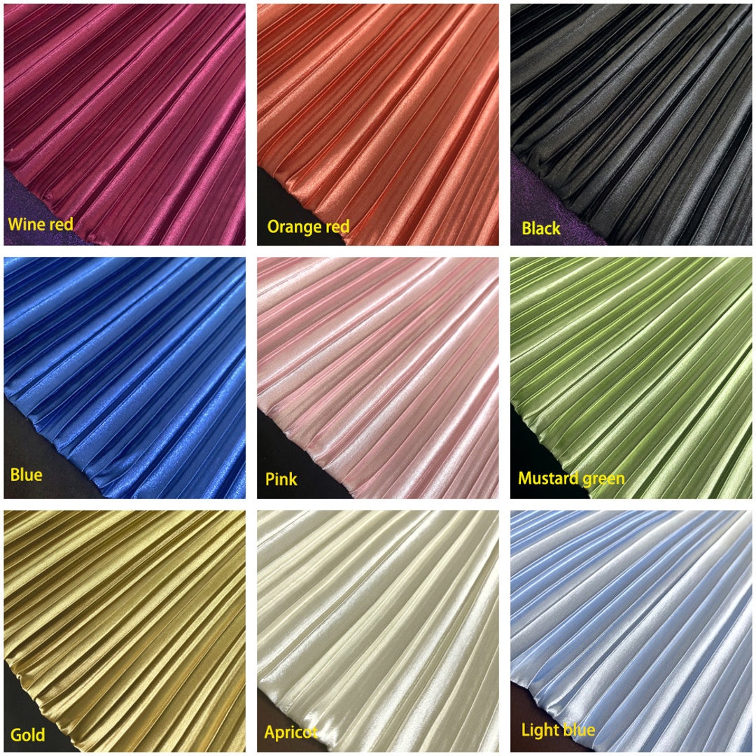 Multicolor Satin Pleated Fabric Line Texture Stripe Accordion Plisse ...